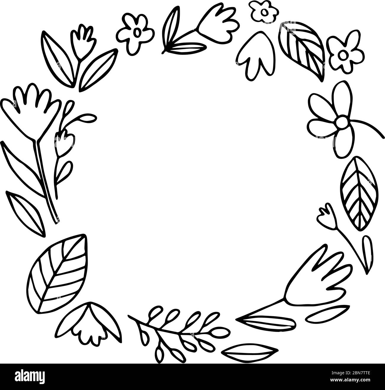 doodle hand drawn style Vector Flower wreath Stock Vector Image & Art ...