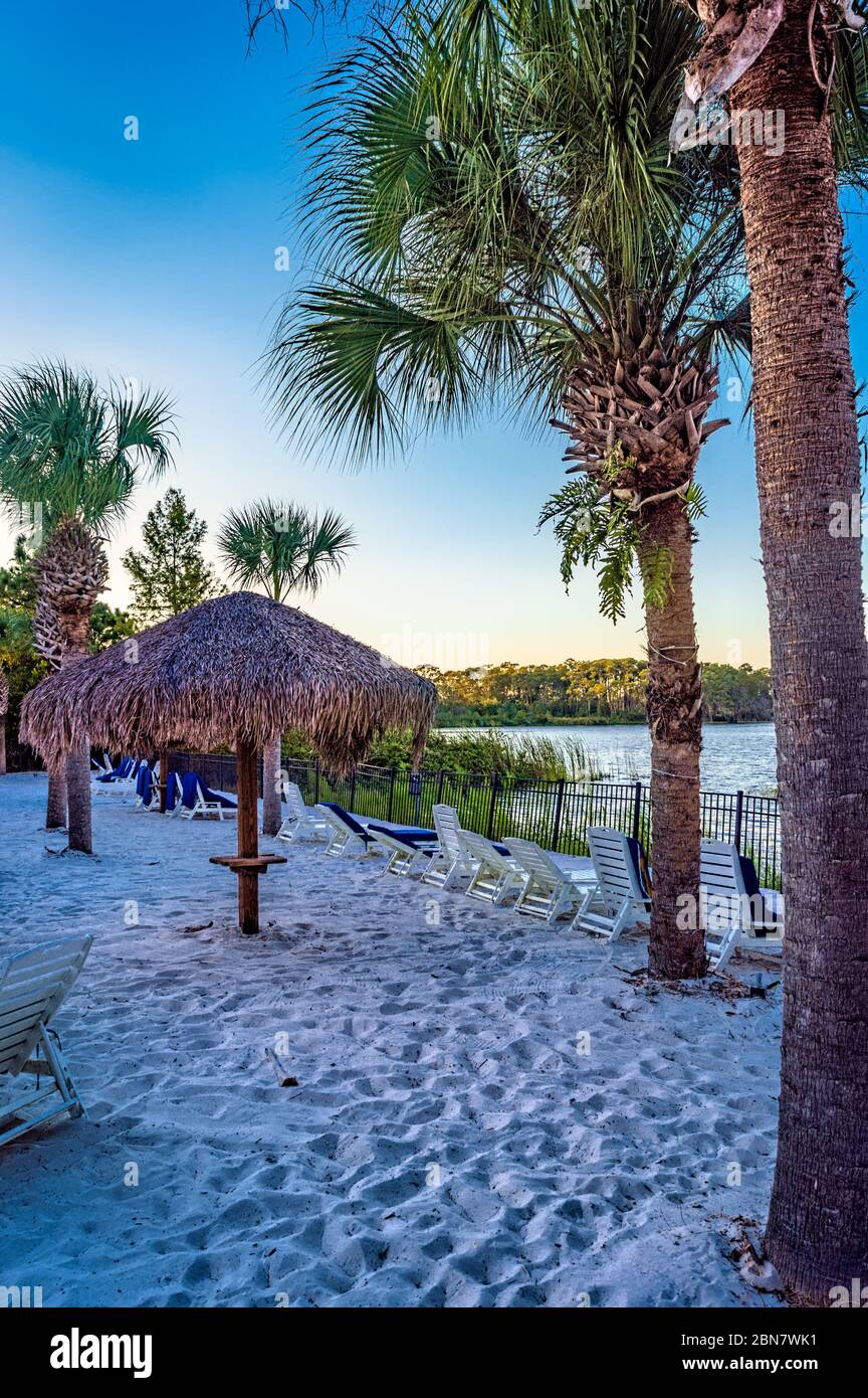 Beach Cabana's at sunset in Orlando, Florida Stock Photo - Alamy