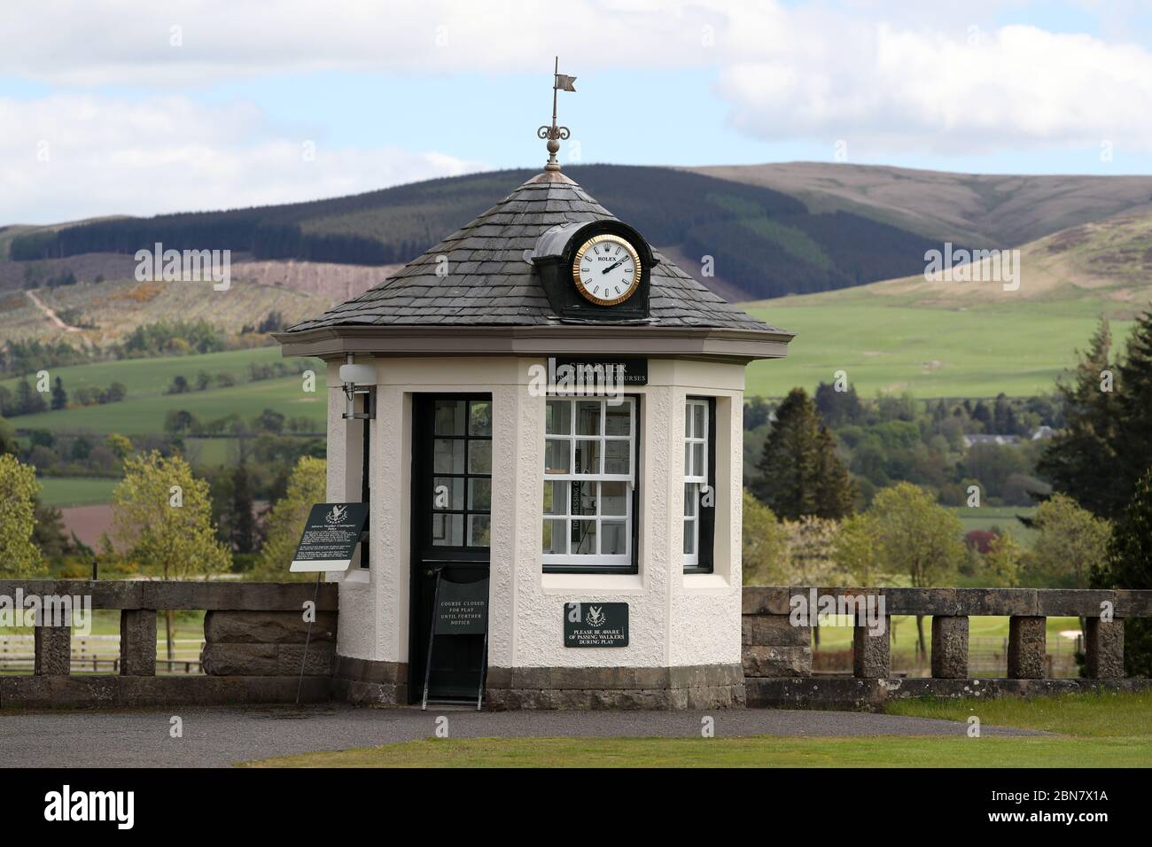 A view of the starter hut at The Kings Course at Gleneagles. The Golf ...