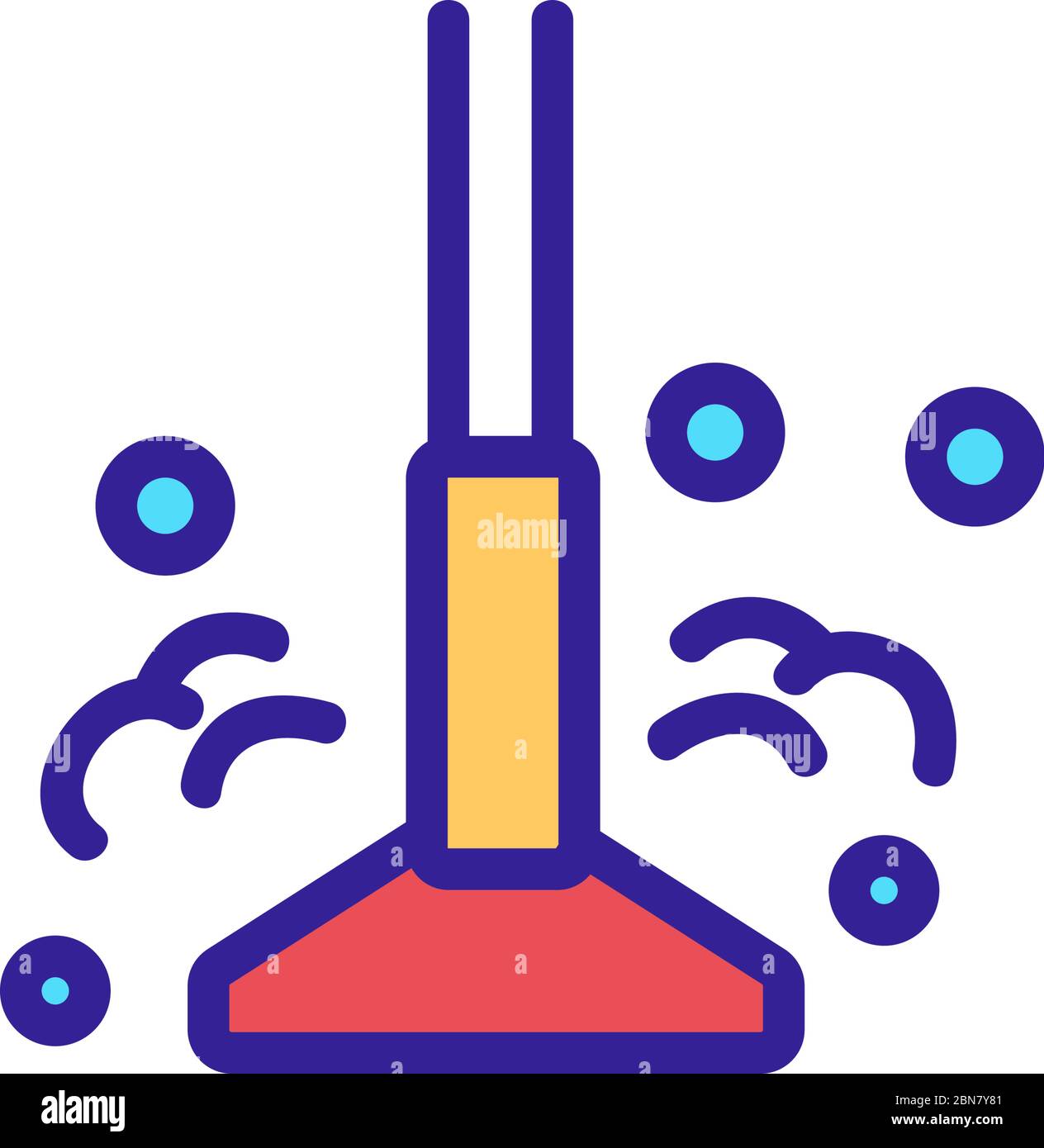 dust emission into air from brush vacuum cleaner icon vector outline ...