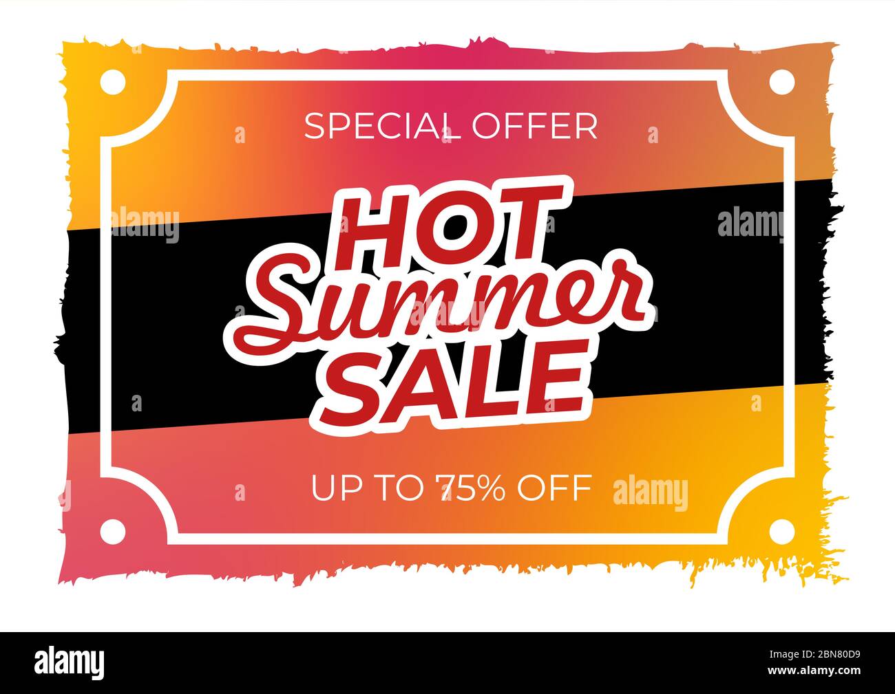 hot summer sale template banner. hand letter hot summer sale isolated ...