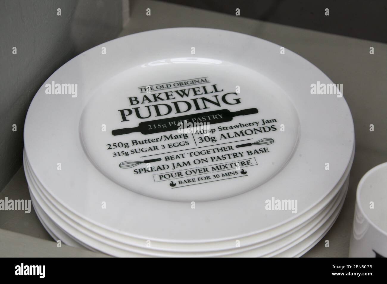 Souvenir recipe plates in the window of the famous Old Original Pudding ...