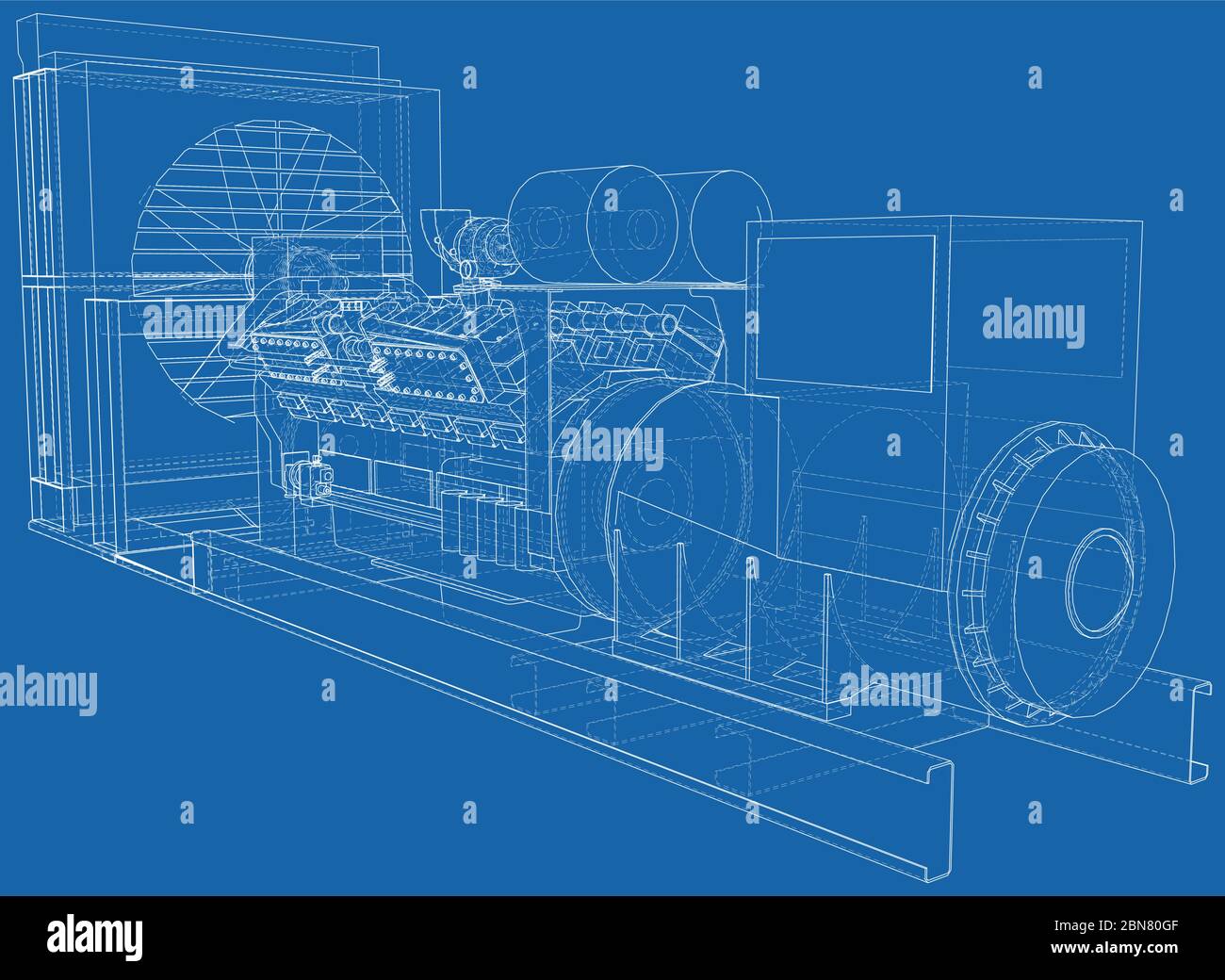 Generator. Diesel and gas industrial electric generator. The layers of ...