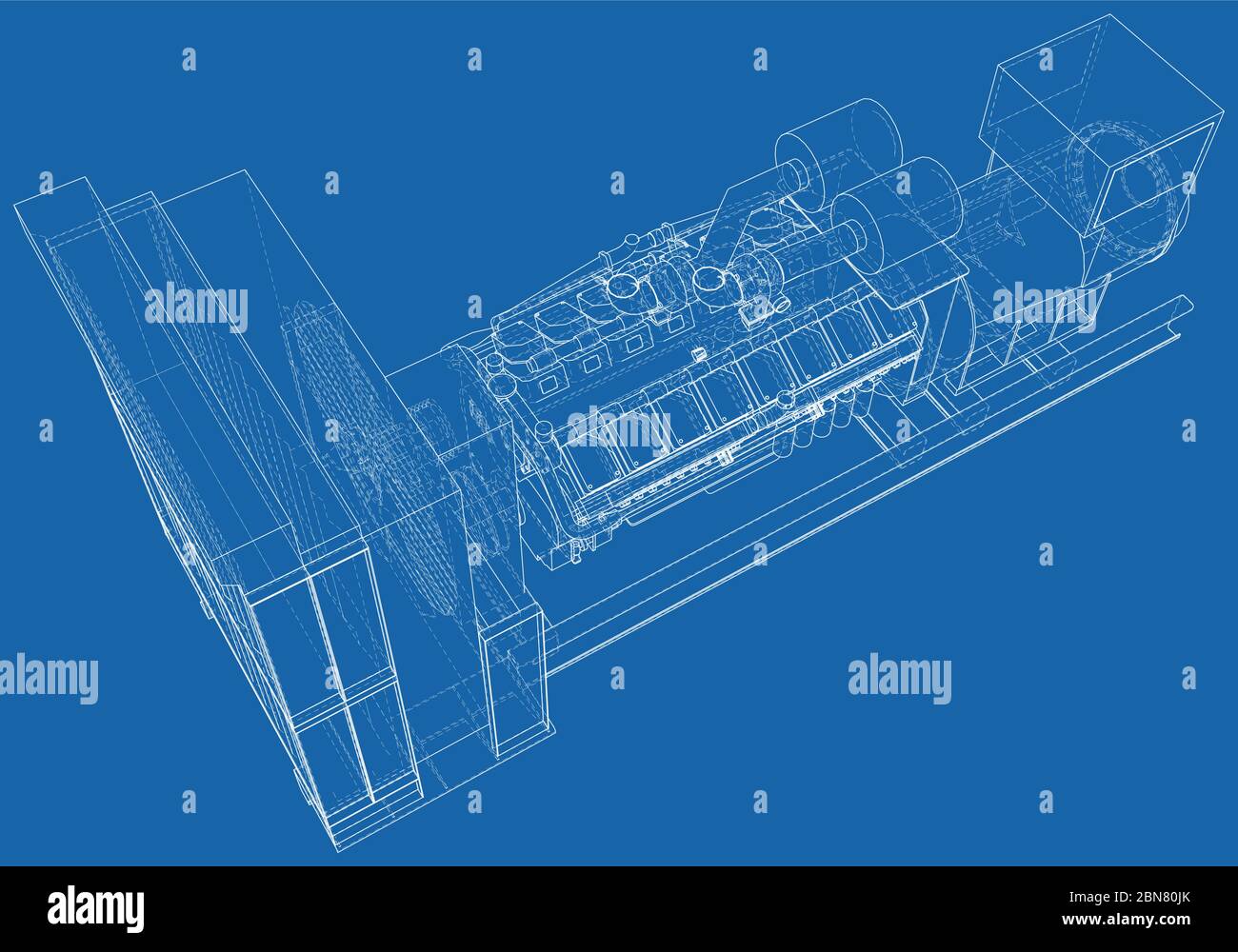 Generator. Diesel and gas industrial electric generator. The layers of ...