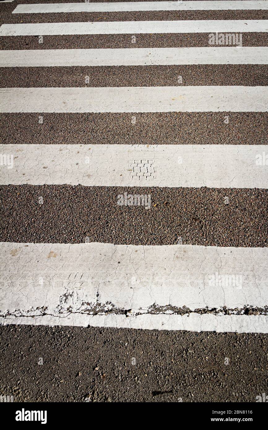 Pedestrian zebra crossing on asphalt road. Road safety concept Stock ...
