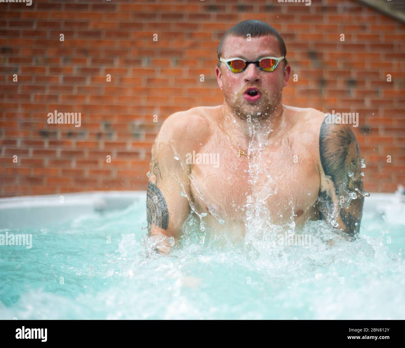 British swimmer Adam Peaty trains at his house in Loughborough in pool ...