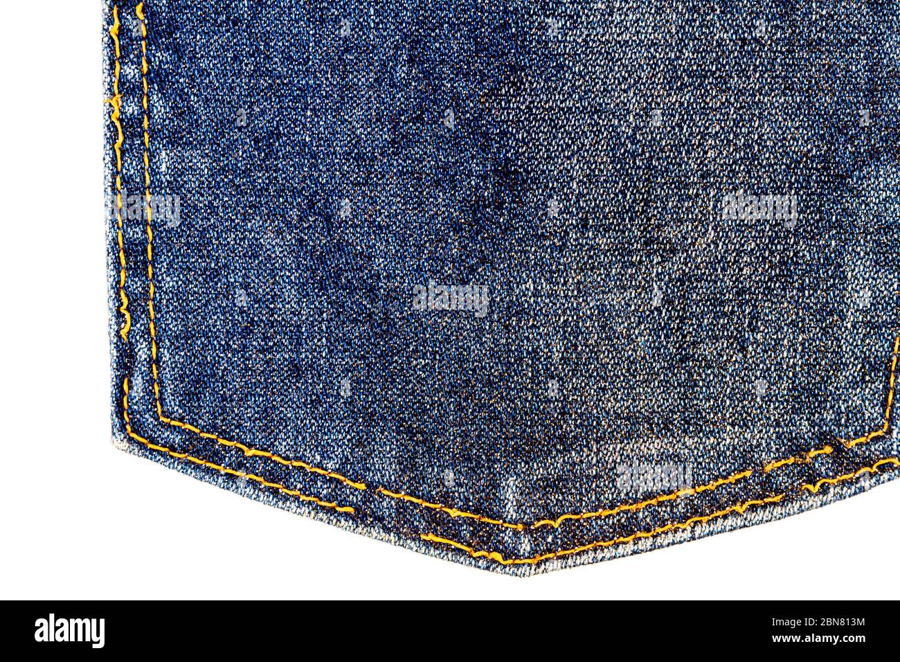 Blue denim jeans back pocket isolated on white background Stock Photo ...