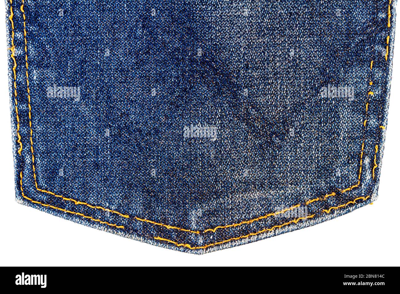 Blue denim jeans back pocket isolated on white background Stock Photo ...