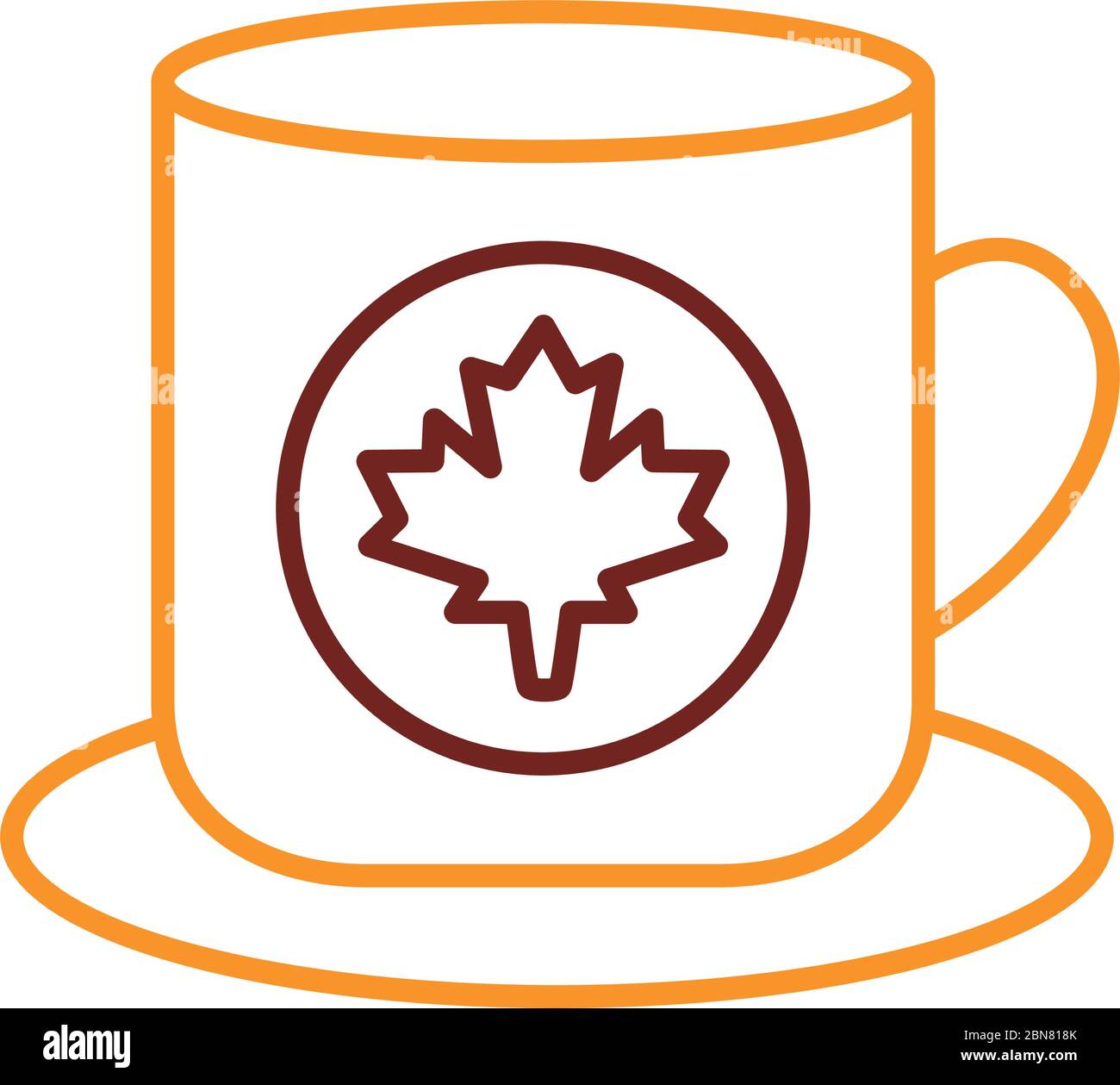 coffee cup with maple leaf canadian line style Stock Vector Image & Art ...