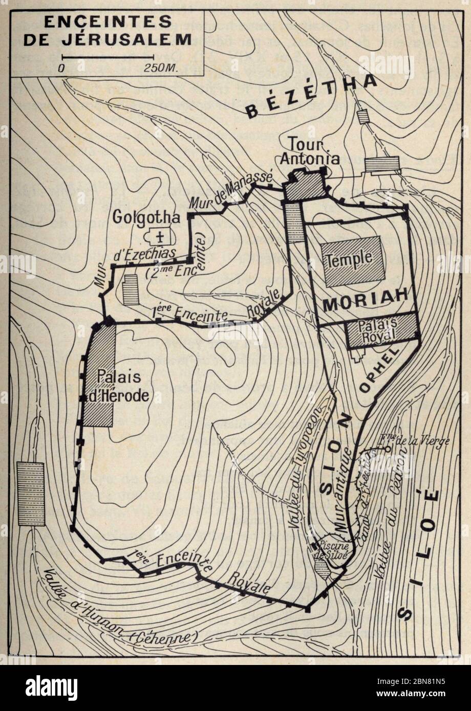 Carte ancienne Enceintes de Jérusalem Stock Photo - Alamy