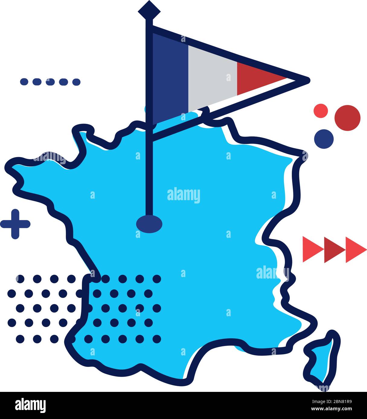 france flag and map flat style icon Stock Vector Image & Art - Alamy