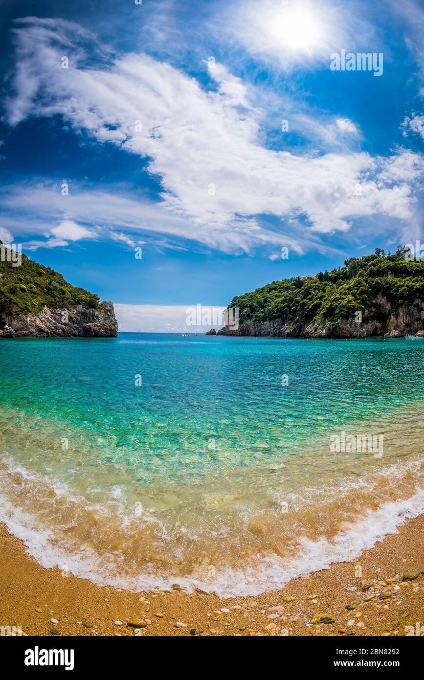 Beautiful beach on the island of Corfu, Greece Stock Photo - Alamy