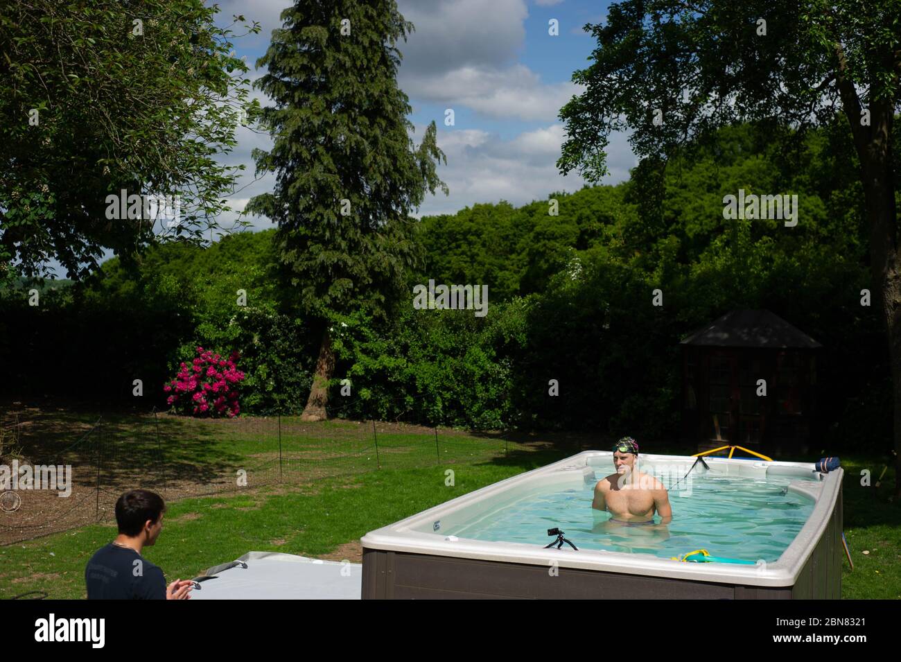 British swimmer Luke Greenbank trains at pool in Ed Baxter's home in ...