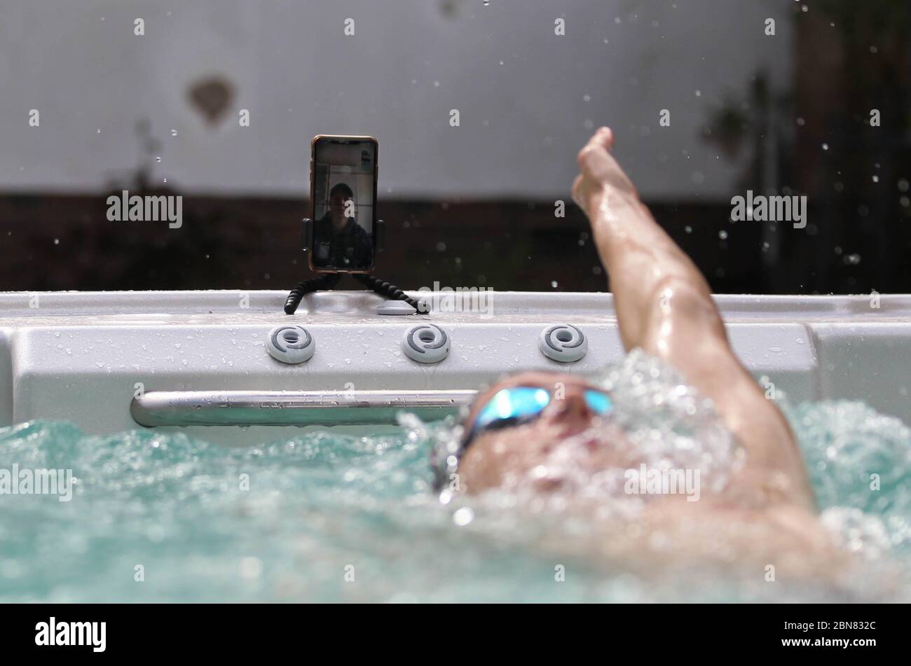 British swimmer Luke Greenbank trains at pool in Ed Baxter's home in ...