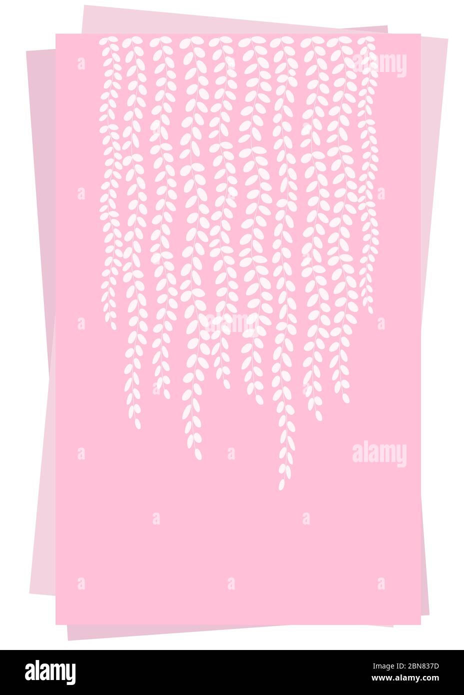 Stack of three pink sheets of paper white strings pearl plant print ...