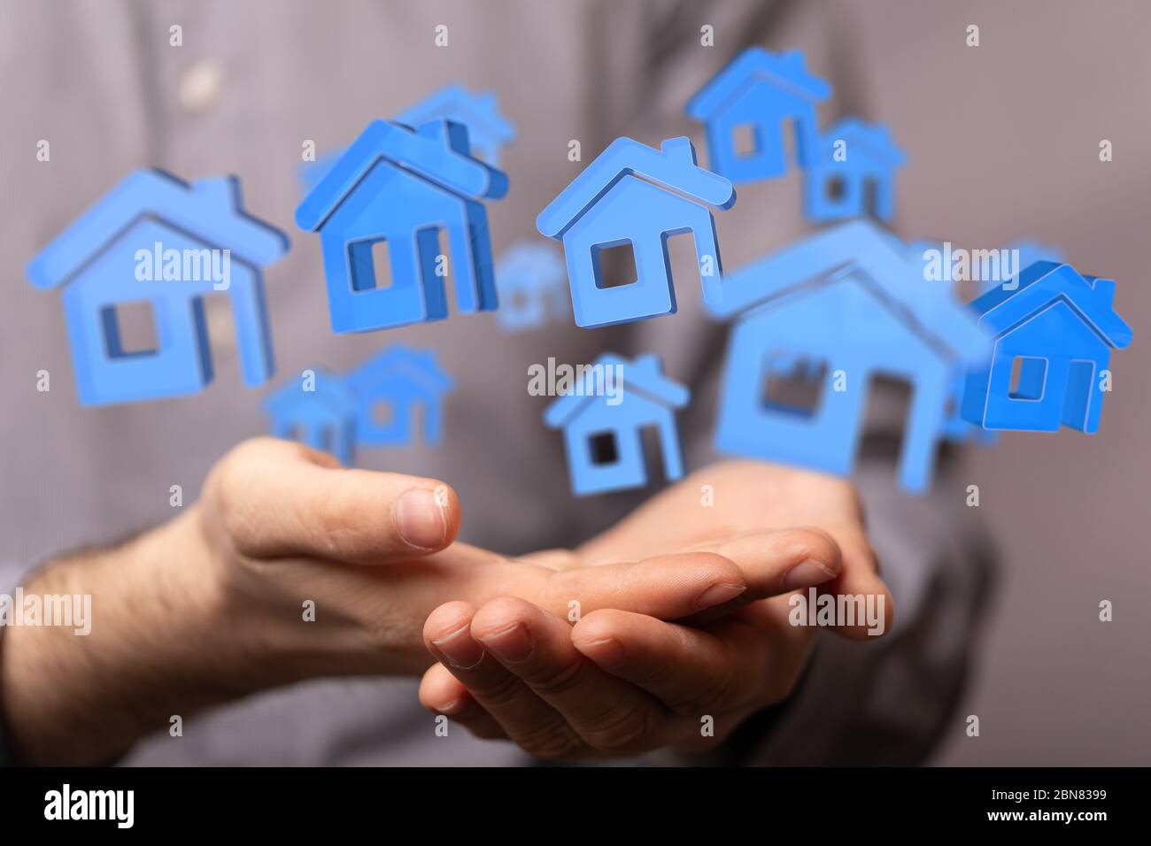 A House, Residential Structure, Human Hand. concept Stock Photo - Alamy