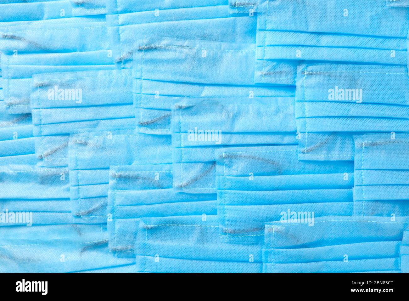 Medical masks horizontal pattern as a symbol of protection.Top view ...