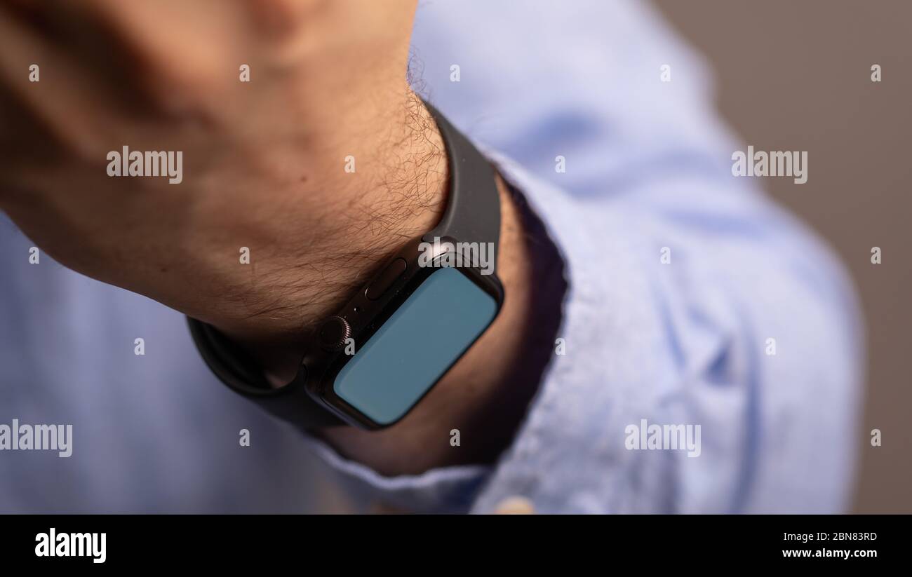 A smart watch modern on hand Stock Photo - Alamy