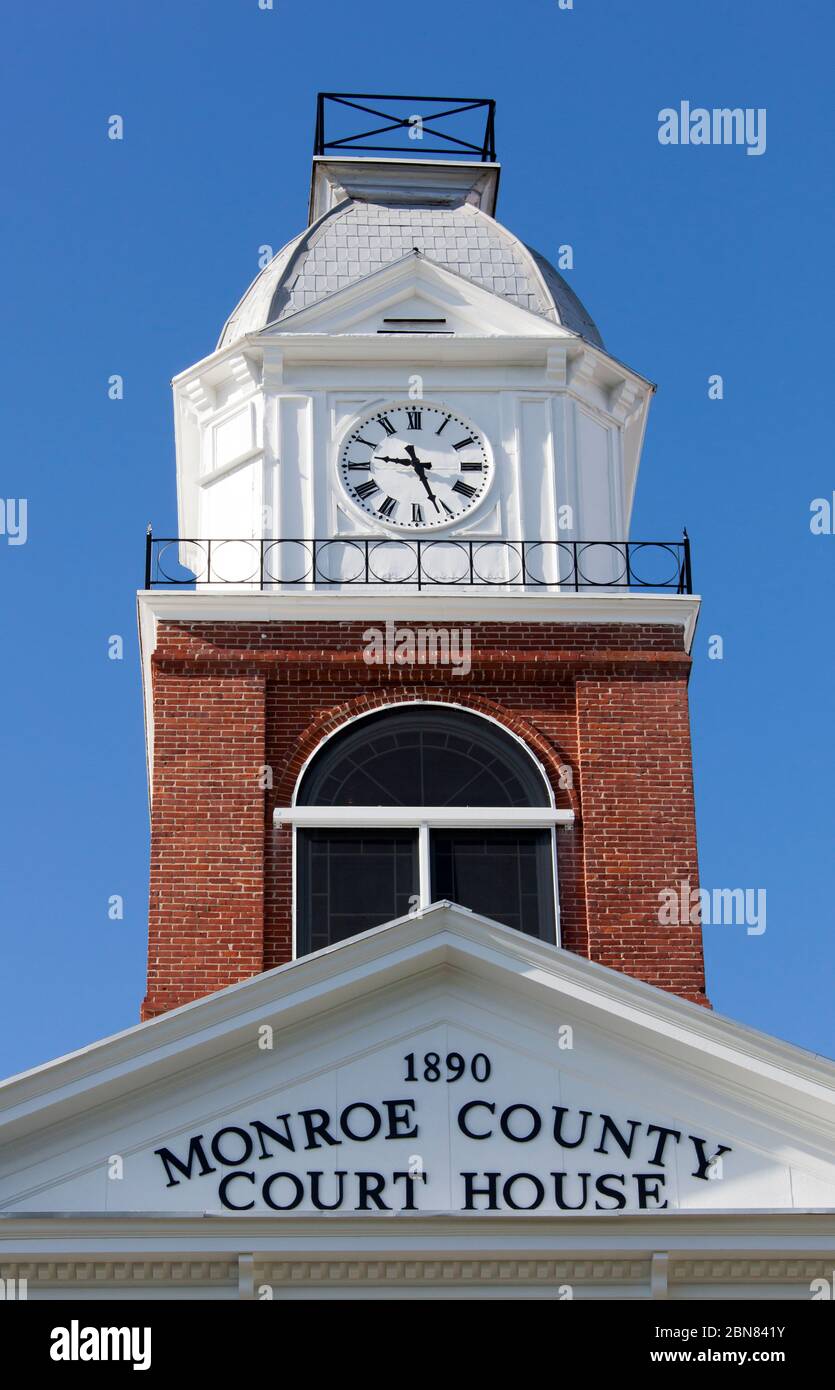 The morning view of historic 19th century Court House clock tower in ...