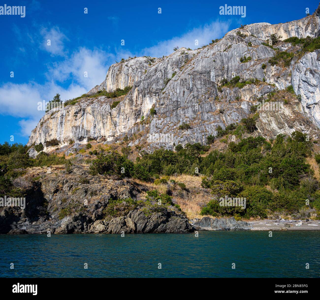 PUERTO RIO TRANQUILO, CHILE - CIRCA FEBRUARY 2019: View of Lake General ...