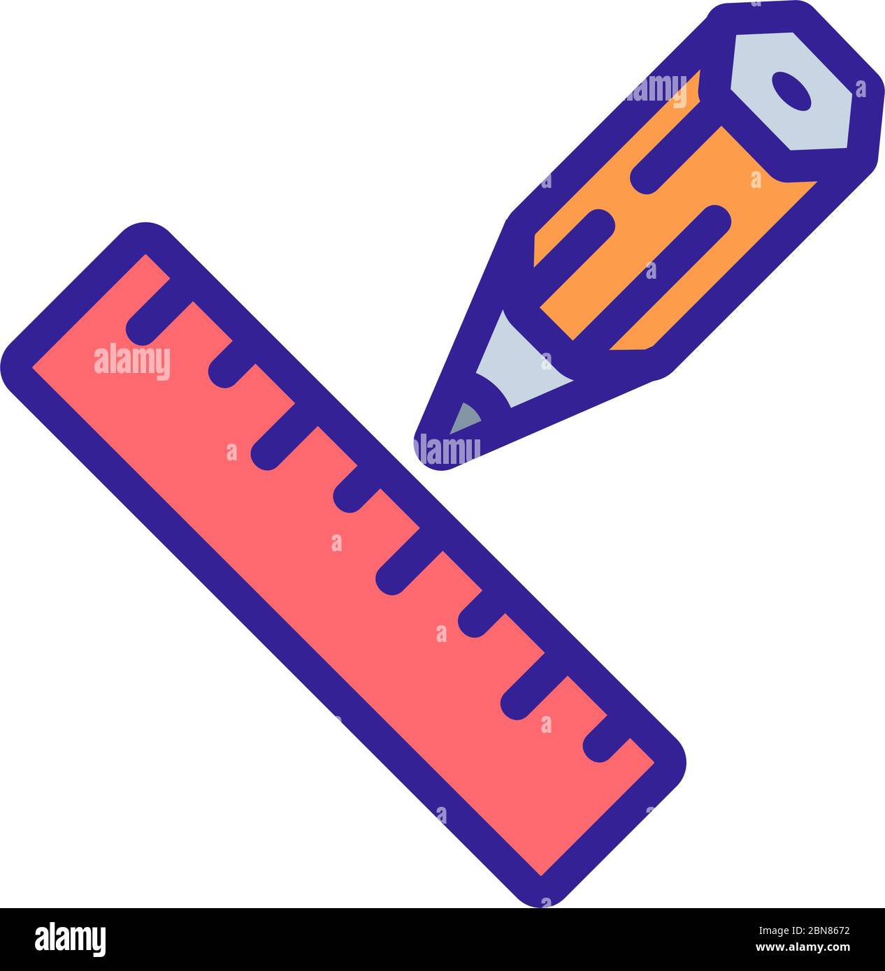 ruler and pencil icon vector outline illustration Stock Vector Image ...