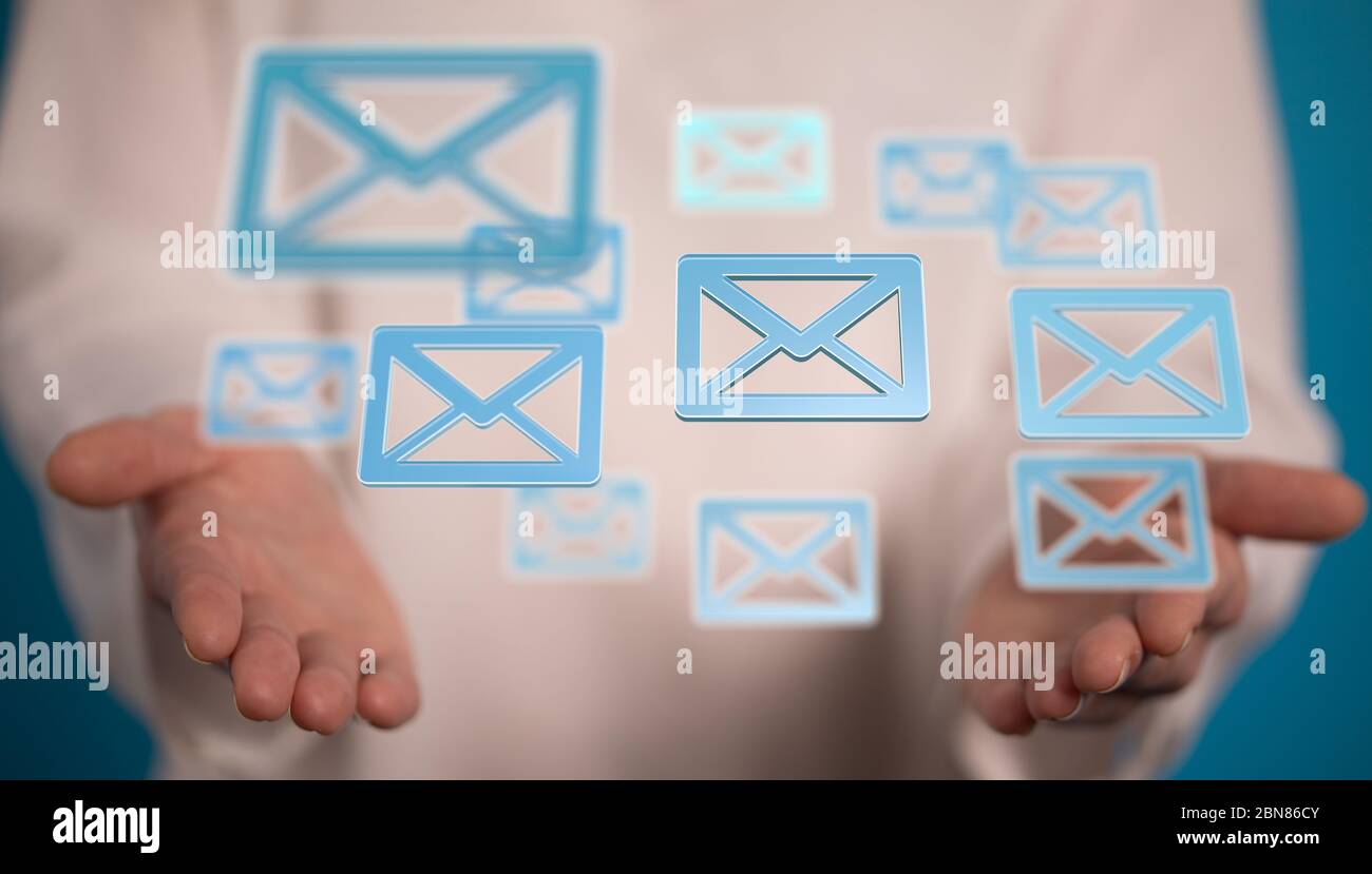 A Hand Touching Email With Finger Stock Photo - Alamy