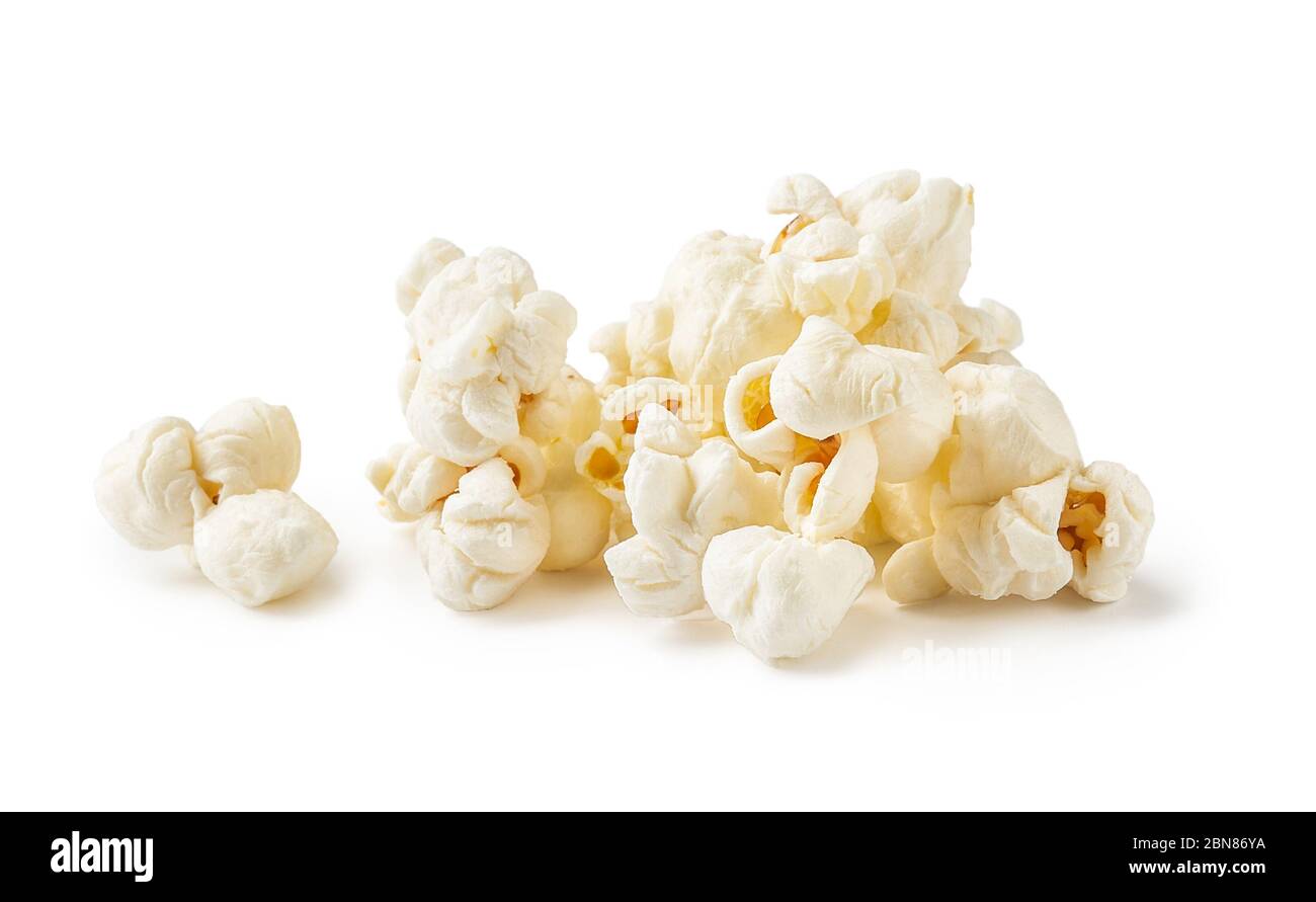 Heap of salted popcorn, isolated on white background Stock Photo - Alamy