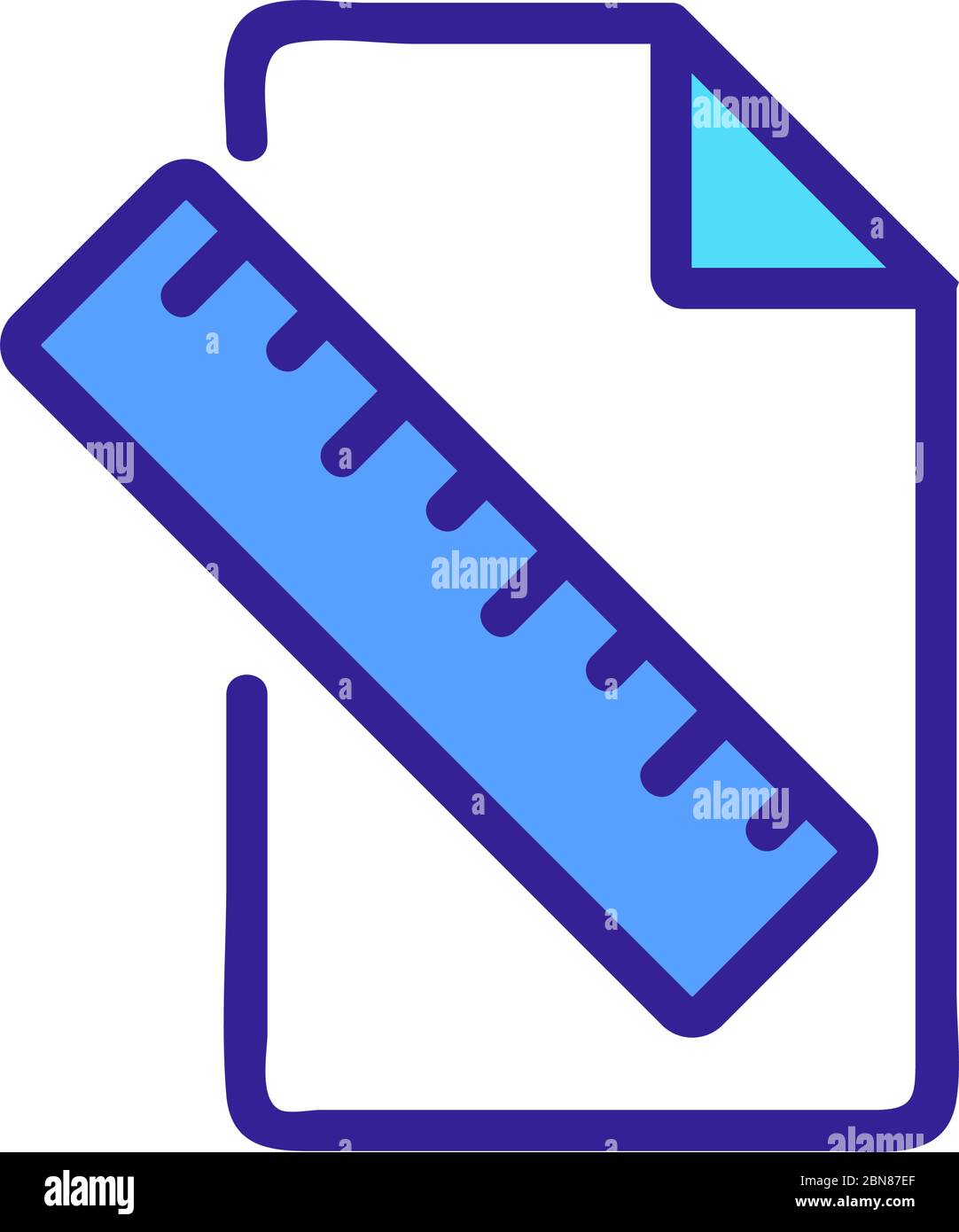 sheet of paper and ruler icon vector outline illustration Stock Vector ...