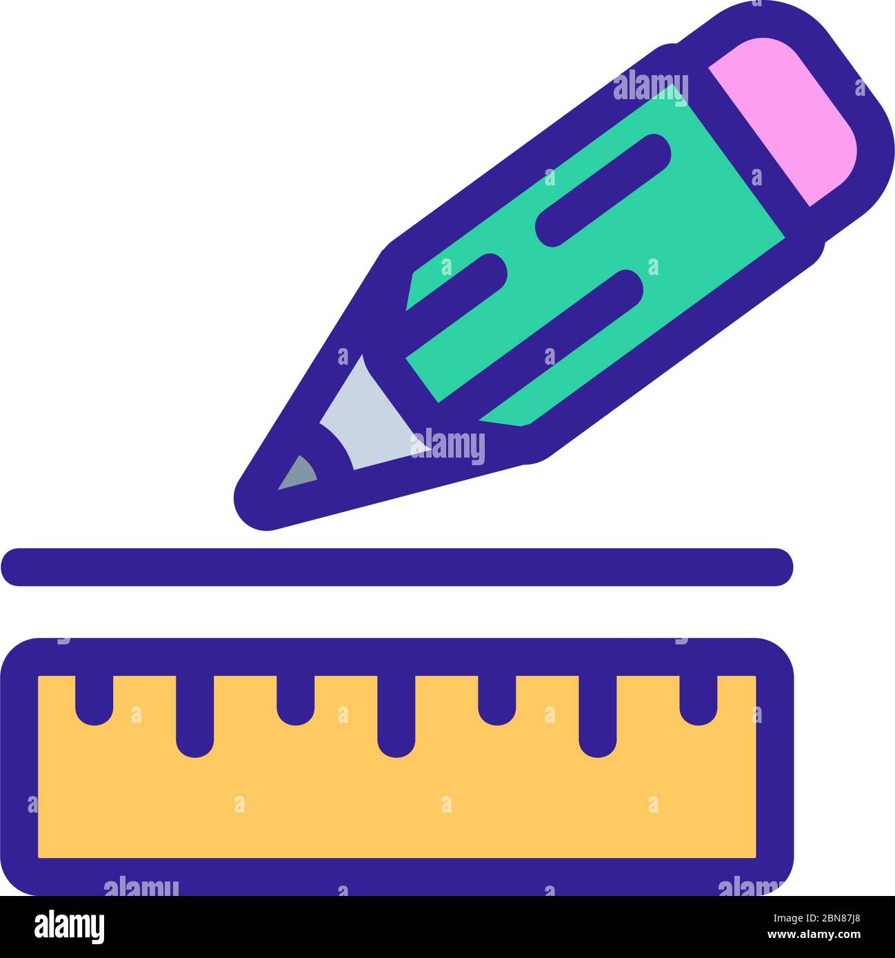 drawing line under ruler with simple pencil icon vector outline ...