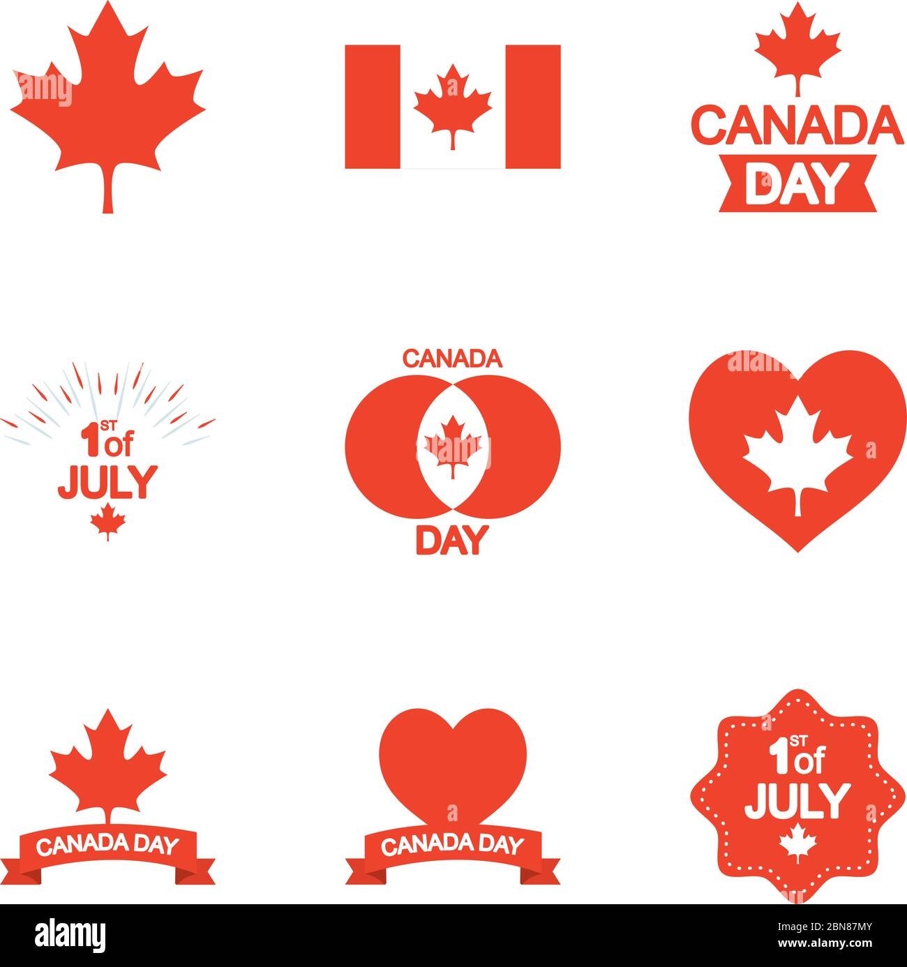 decorative ribbon and canada day icon set over white background ...