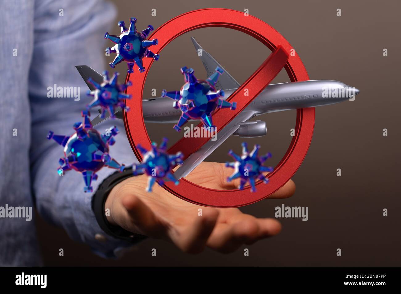 A travel with plane prohibited warning sign Stock Photo - Alamy