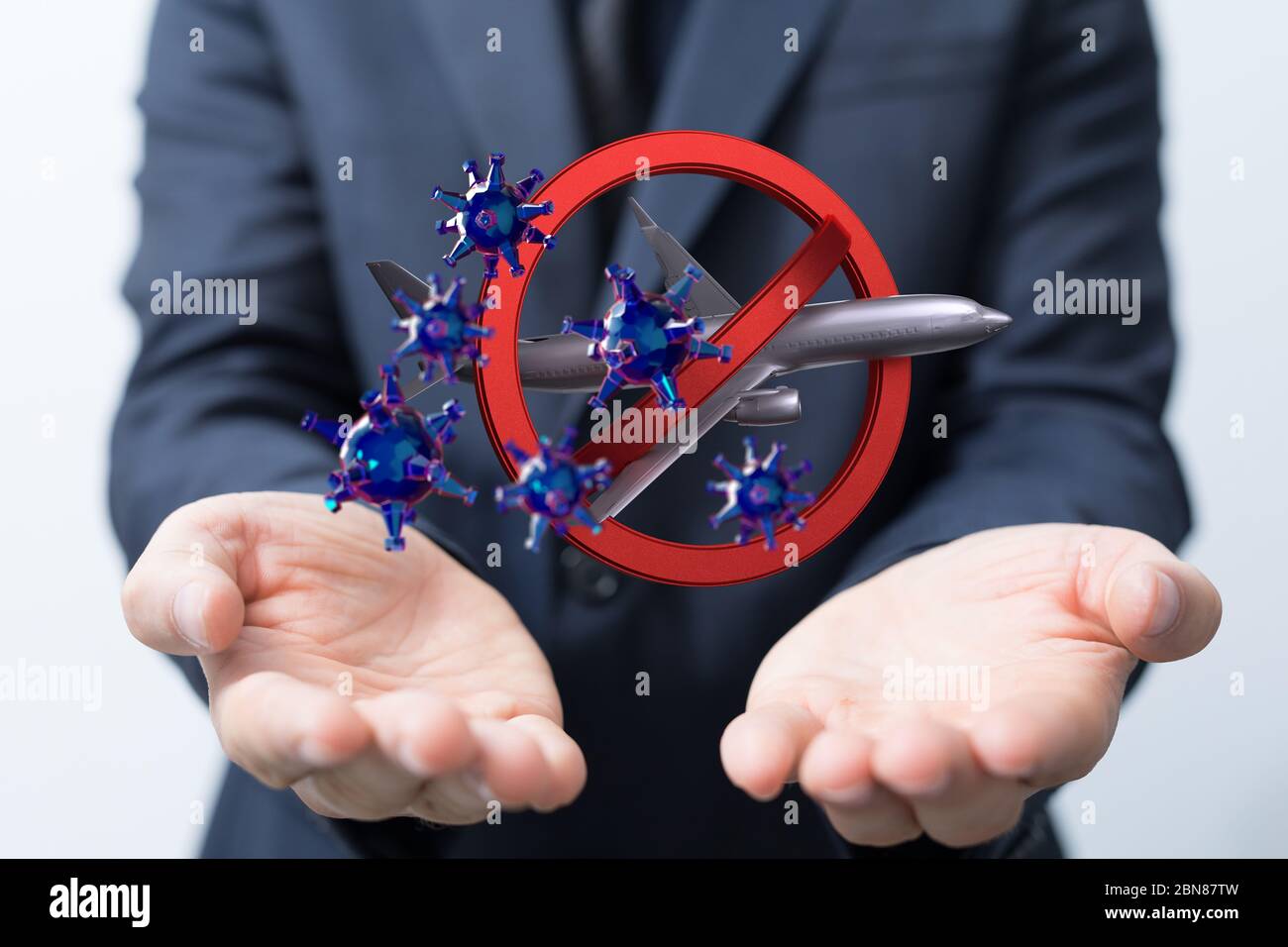 A travel with plane prohibited warning sign Stock Photo - Alamy