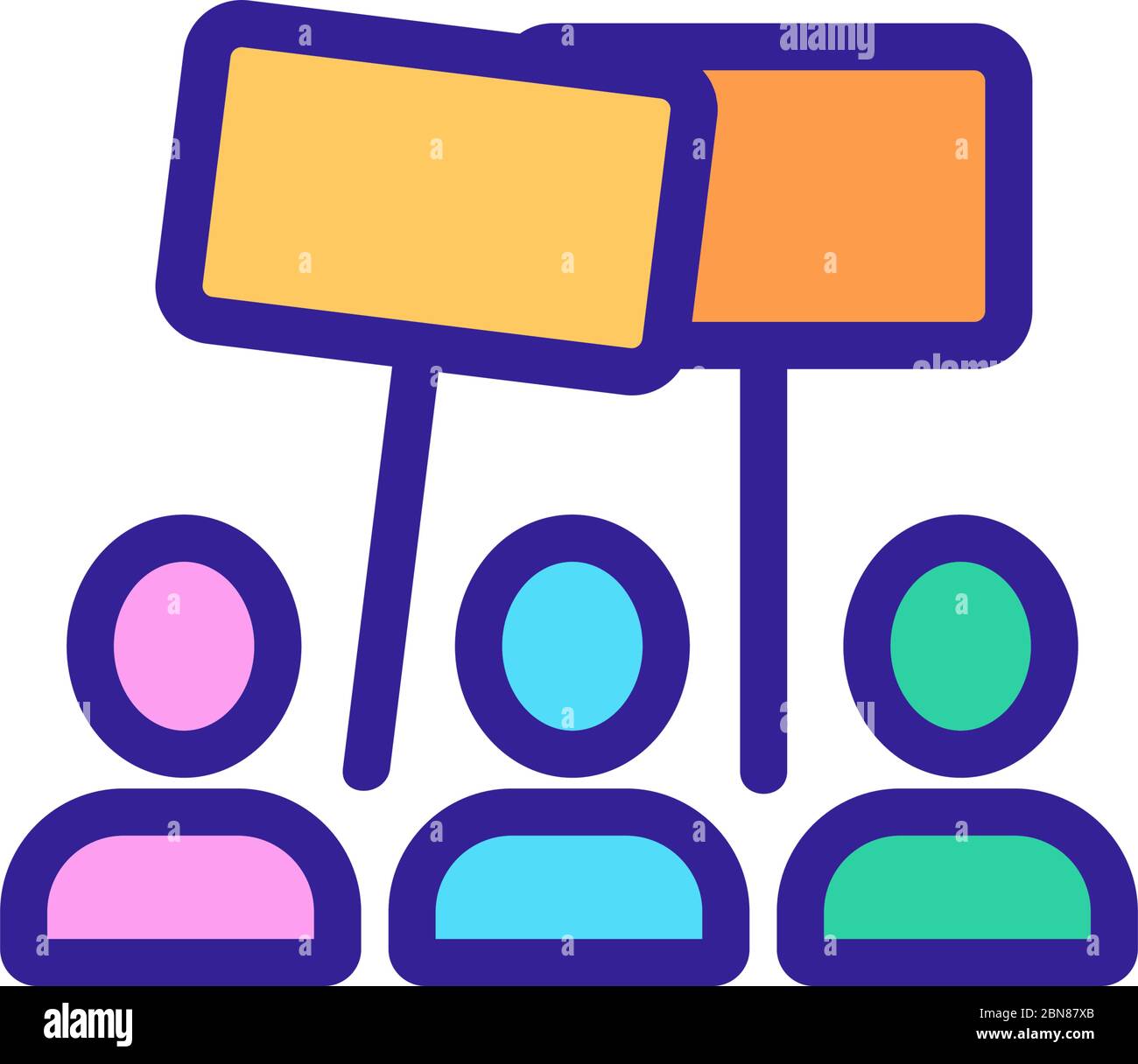 election rally people holding signs icon vector outline illustration ...