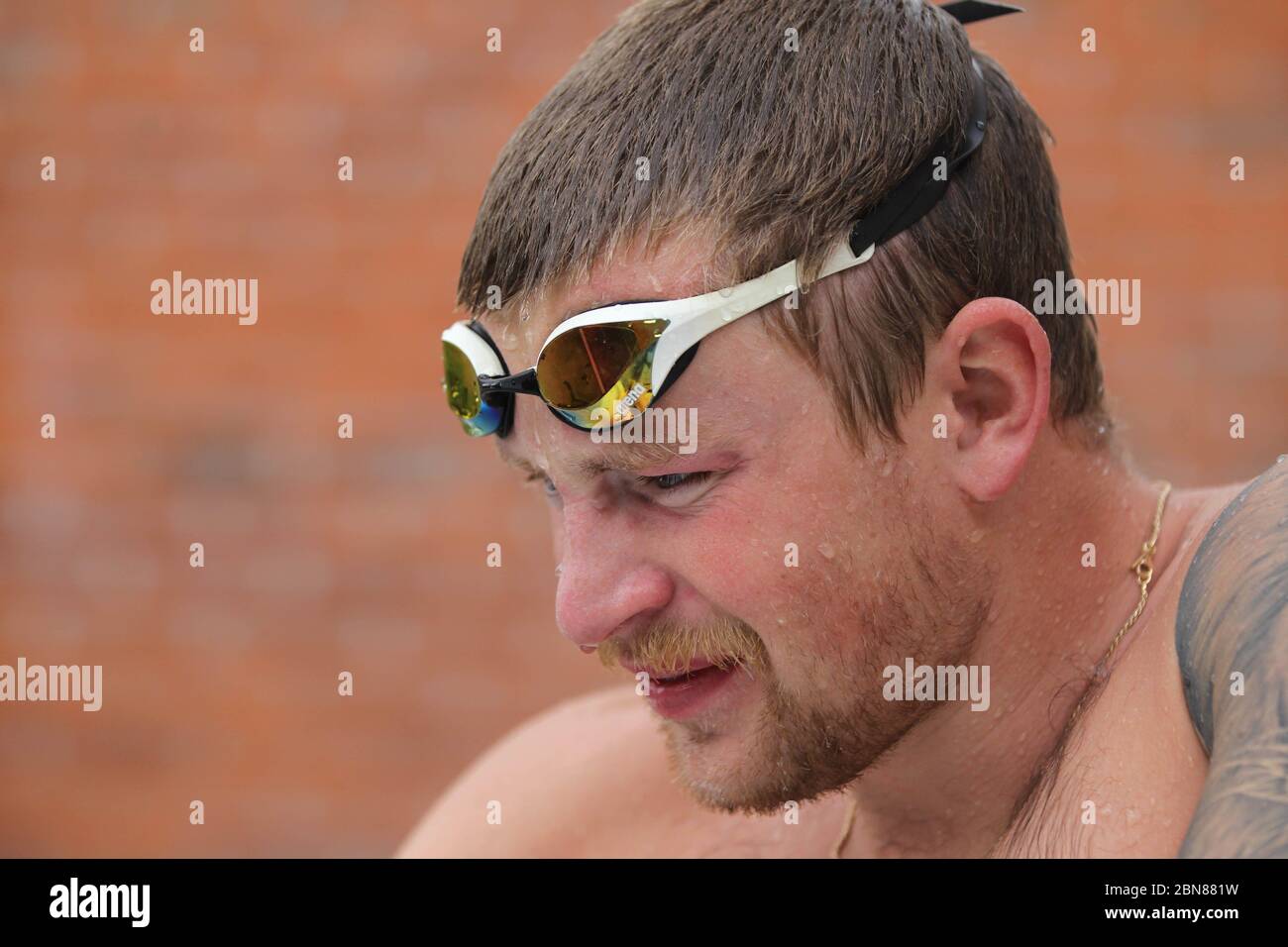 British swimmer Adam Peaty trains at his house in Loughborough in pool ...