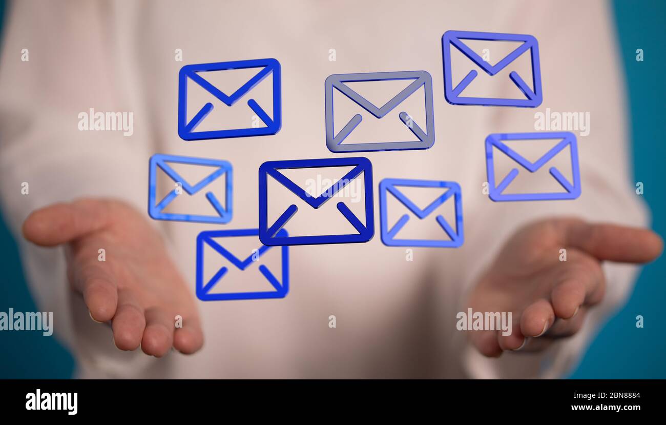 A Hand with an email icon 3d Stock Photo - Alamy
