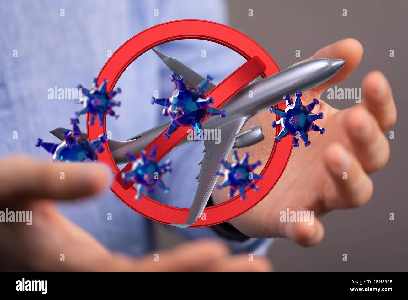 A travel with plane prohibited warning sign Stock Photo - Alamy