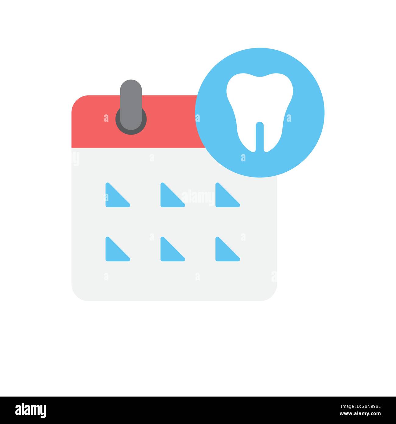 Calendar with tooth vector icon symbol isolated on white background ...
