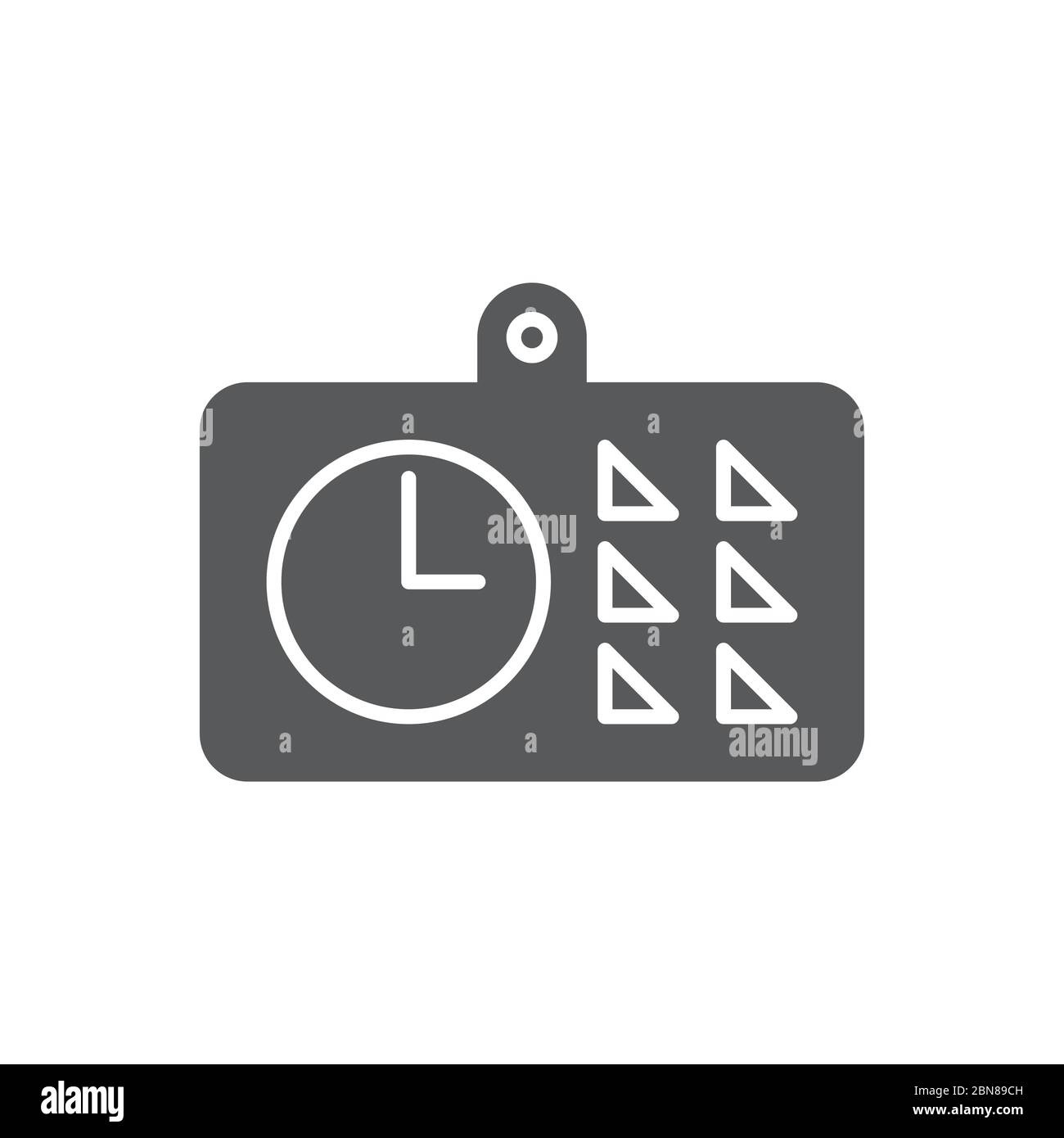 Calendar with clock vector icon symbol isolated on white background ...