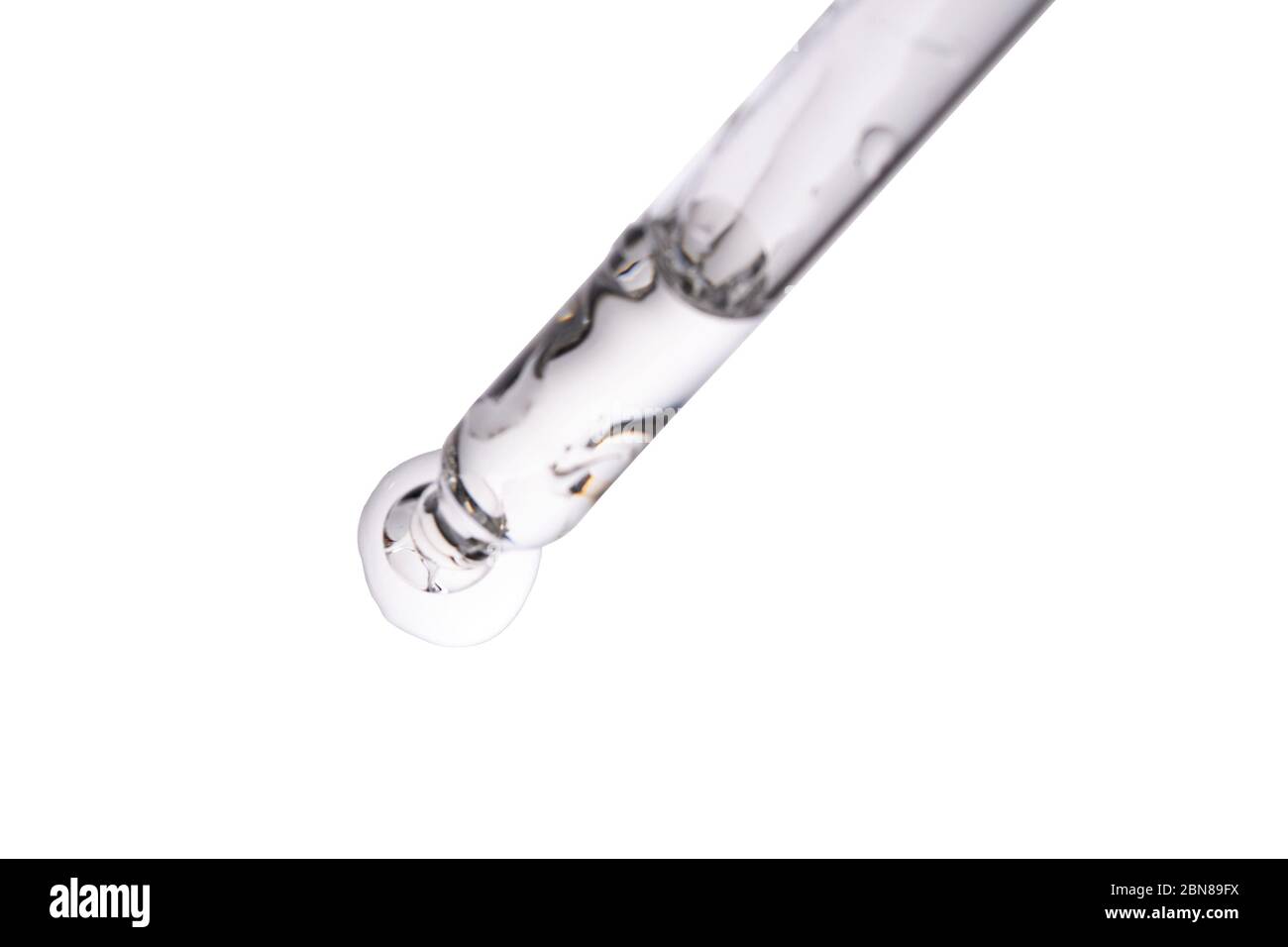 Cosmetic pipette with serum smear smudge drop swatch of collagen and ...