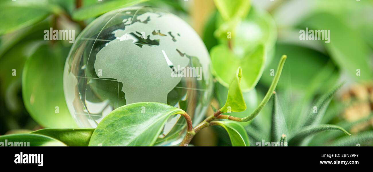 A green earth concept glass sphere Stock Photo - Alamy