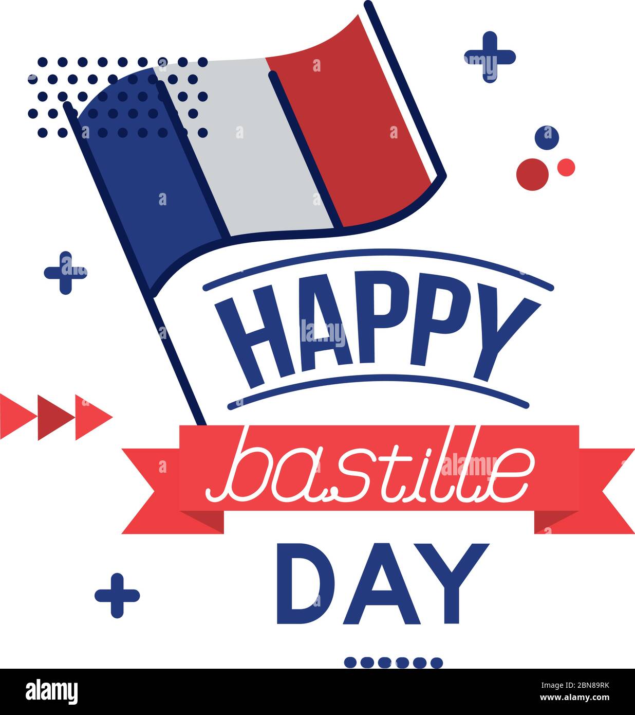 france flag and bastille day lettering flat style Stock Vector Image ...
