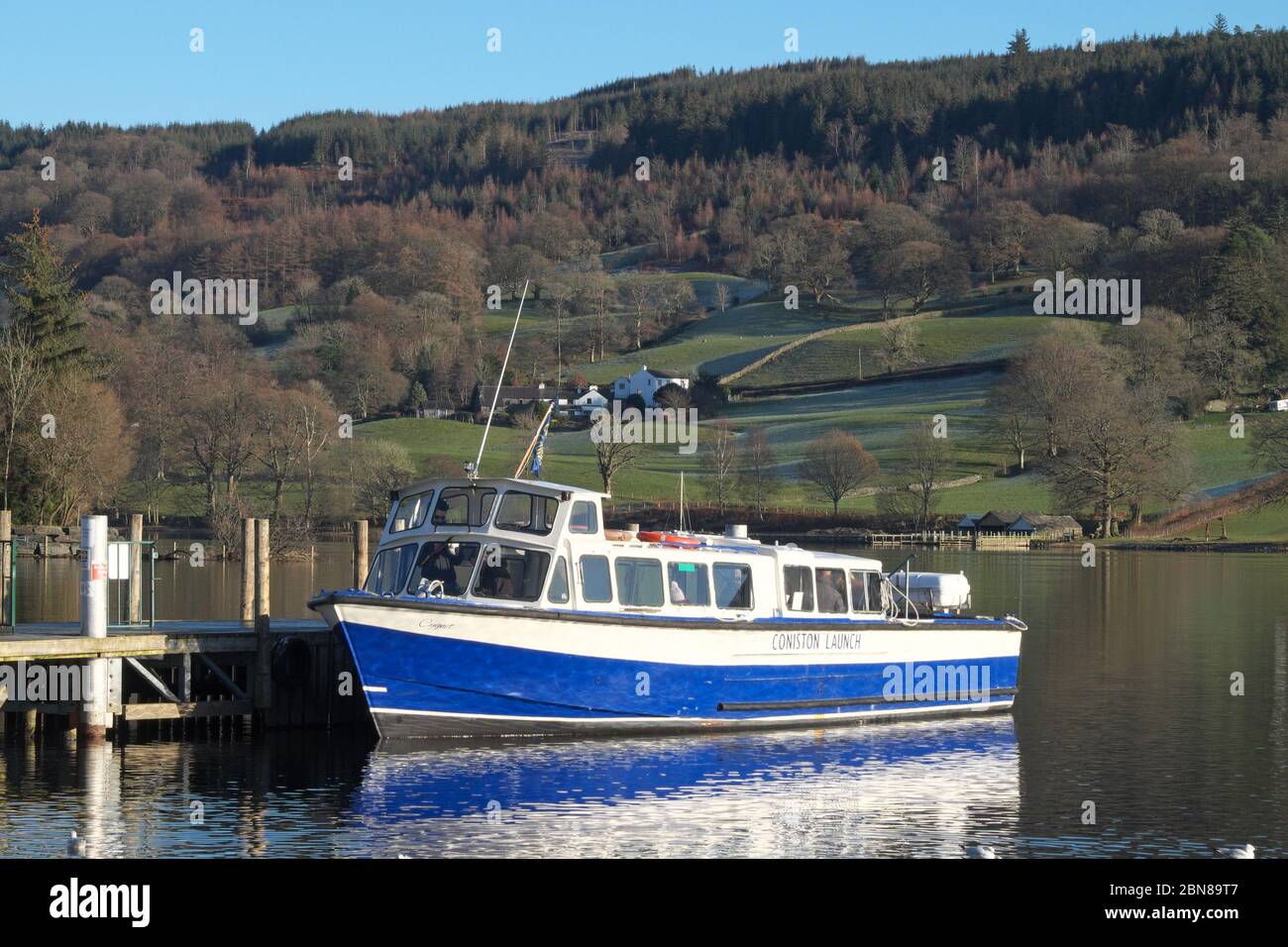 The Coniston Launch on Coniston Water, one of the many lakes in the ...