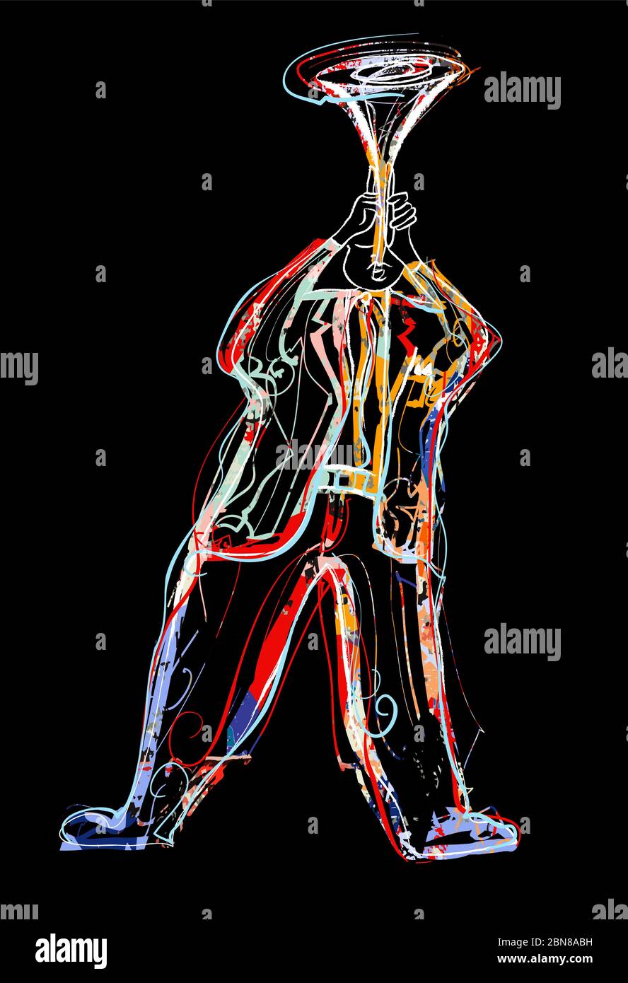 Trumpeter playing. Jazz trumpet player - vector illustration (Ideal for ...