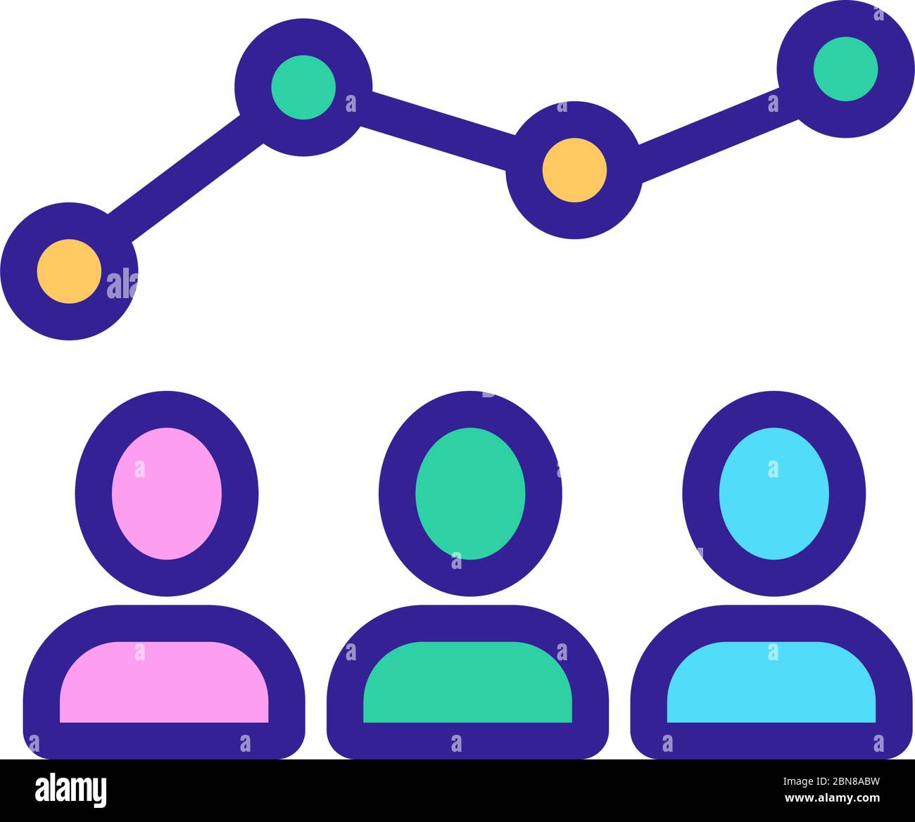 statistical growth of people icon vector outline illustration Stock ...