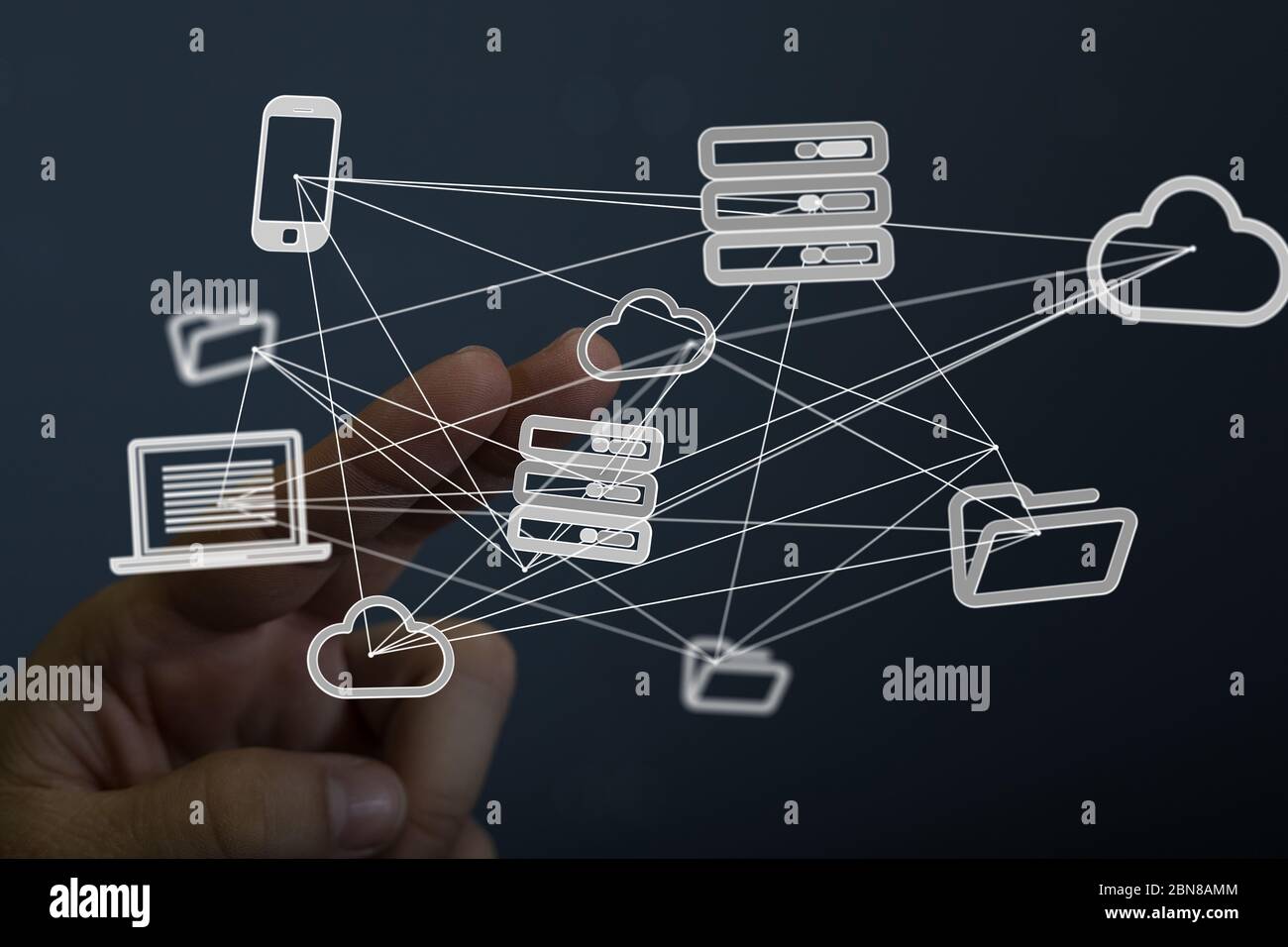 A Network concept with connecting dots and lines Stock Photo - Alamy
