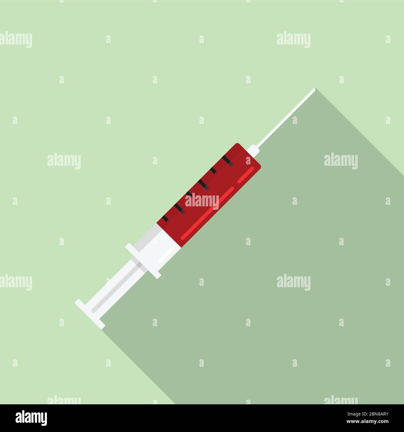 Blood full syringe icon. Flat illustration of blood full syringe vector ...
