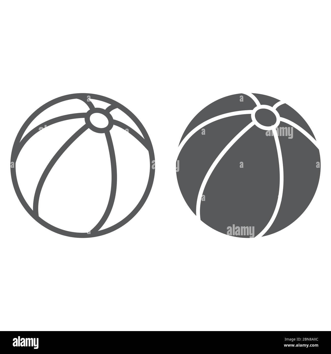 Beach ball line and glyph icon, summer and beach, rubber ball sign ...