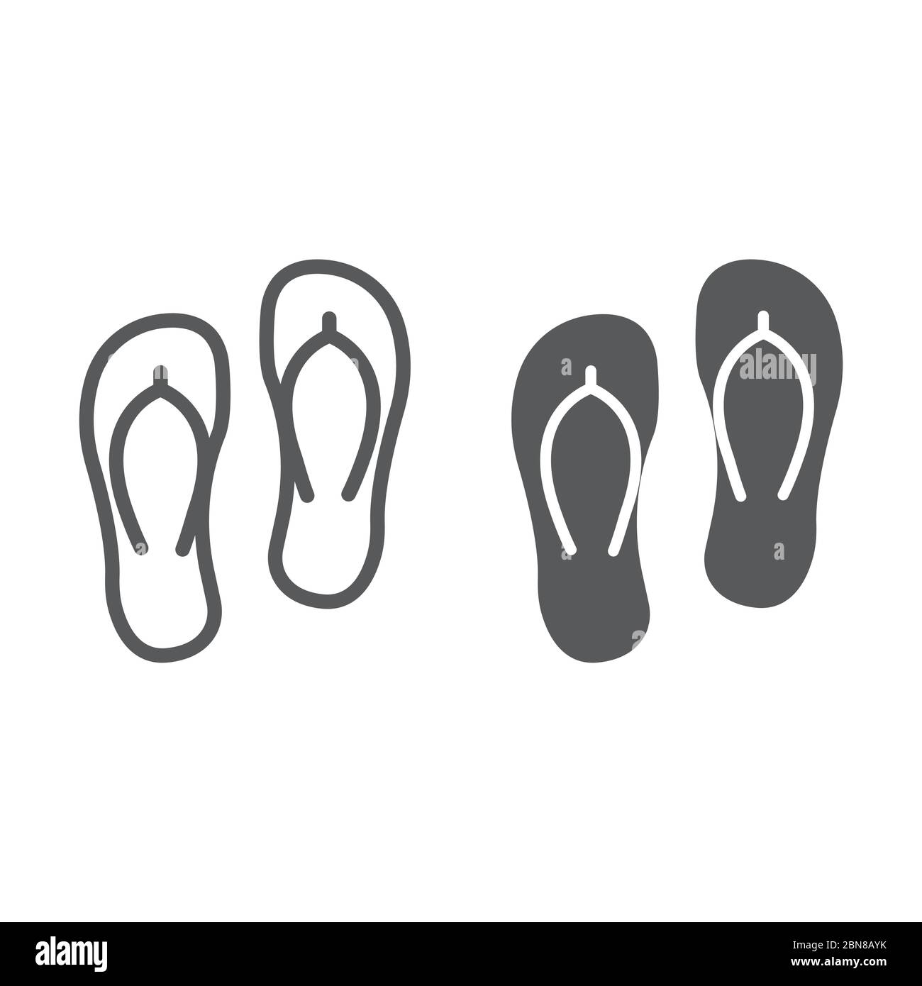 Flip flops line and glyph icon, summer and beach, footwear sign vector ...