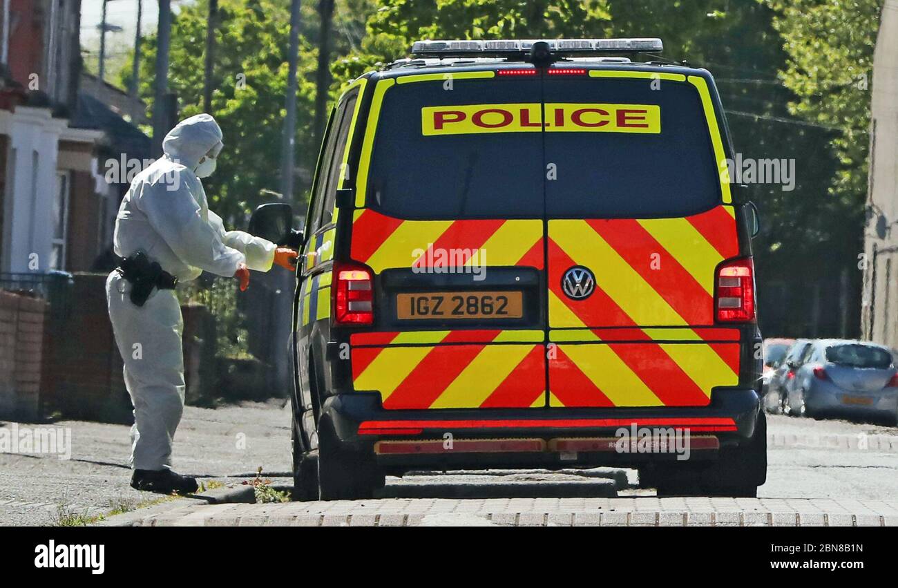 A general view of PSNI officers operating in full PPE gear during the ...