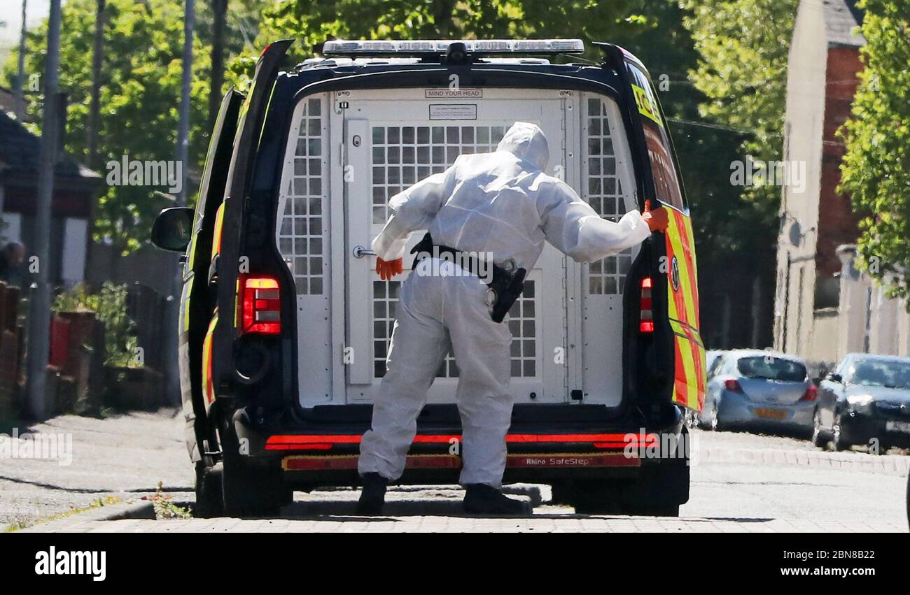 A general view of PSNI officers operating in full PPE gear during the ...